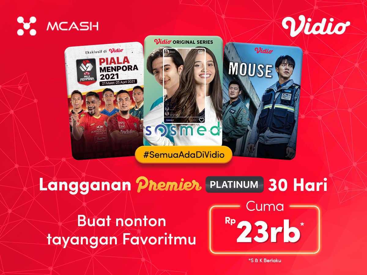 Vidio Premier Platinum Sebulan Hanya 23rb | Promo MCash
