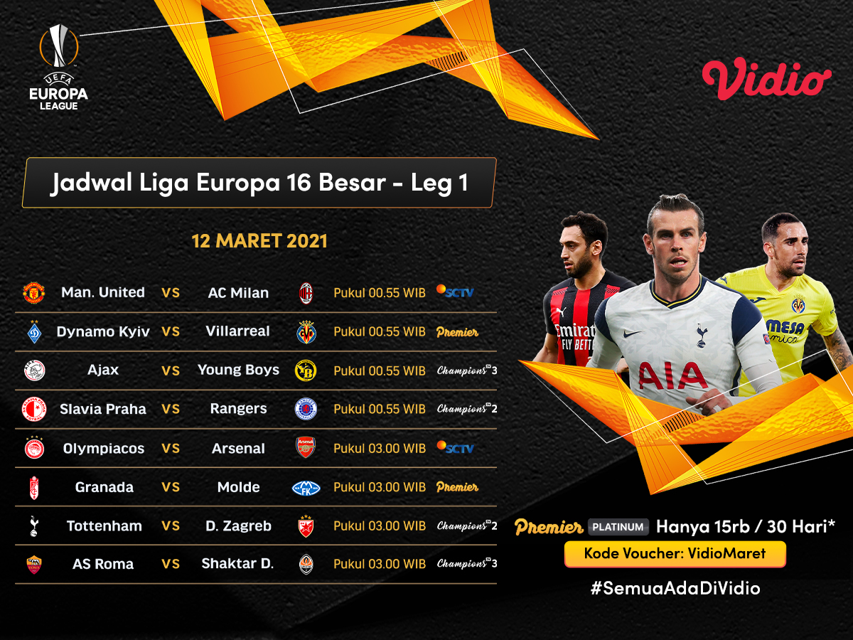Streaming Liga Europa Babak 16 Besar Leg Pertama di Vidio