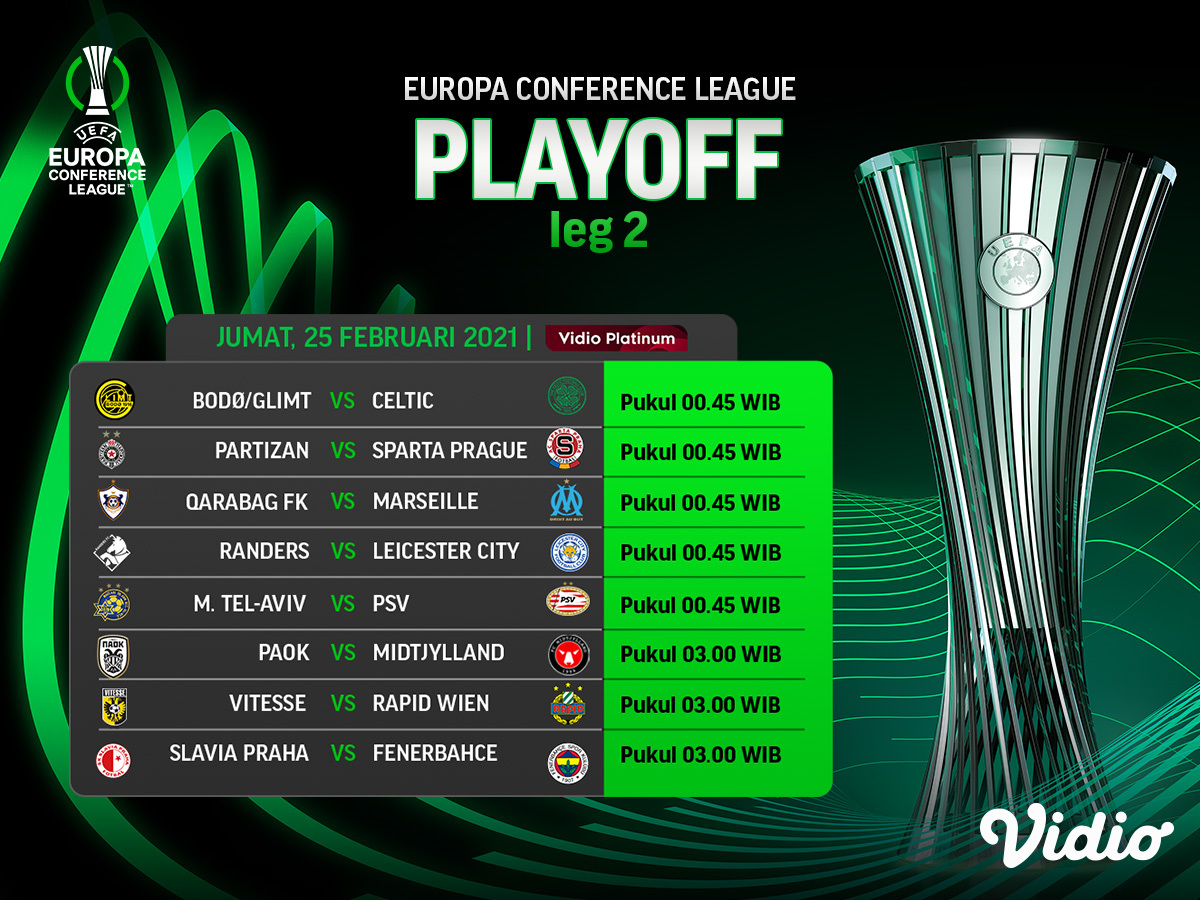 Jadwal Live Streaming Liga Konferensi Eropa 2021/22 Babak Playoff 16 Besar Leg Kedua - Vidio Blog