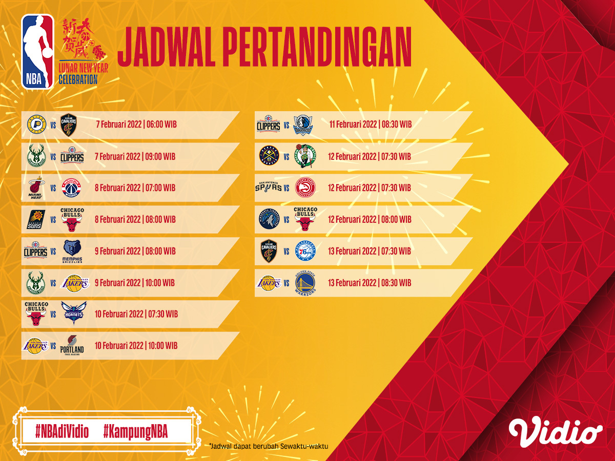 Jadwal NBA 2021-22 Regular Season Pekan 17 Live Streaming di Vidio - Vidio Blog