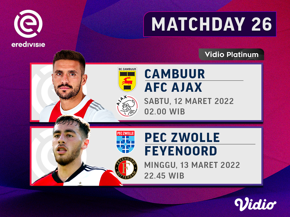 Saksikan Live Streaming Eredivisie 2021/22 Pekan Ke-26 - Ajax Hadapi SC Cambuur - Vidio Blog