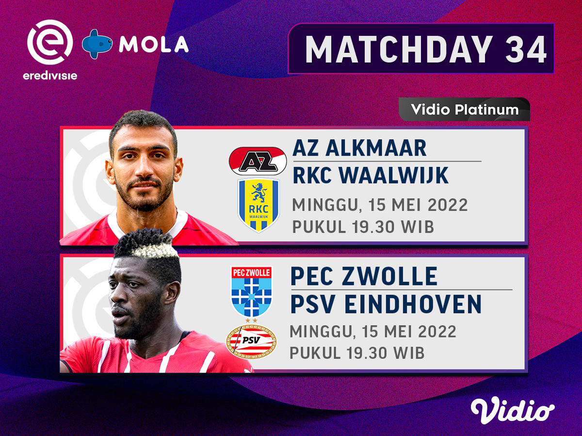 Simak Link Live Streaming Eredivisie 2022: Alkmaar vs Waalwijk dan Zwolle vs PSV