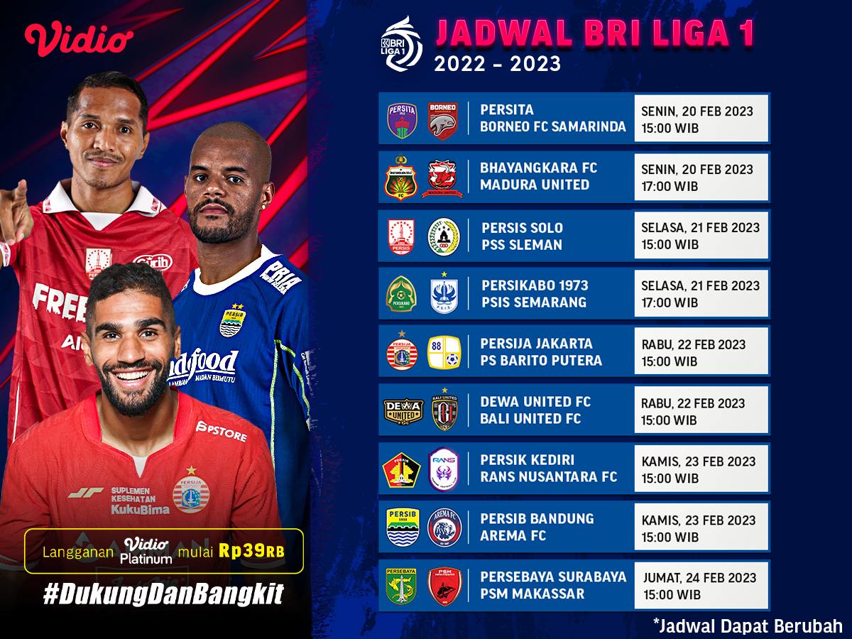Jadwal Siaran Langsung BRI Liga 1 Pekan Ini | Vidio