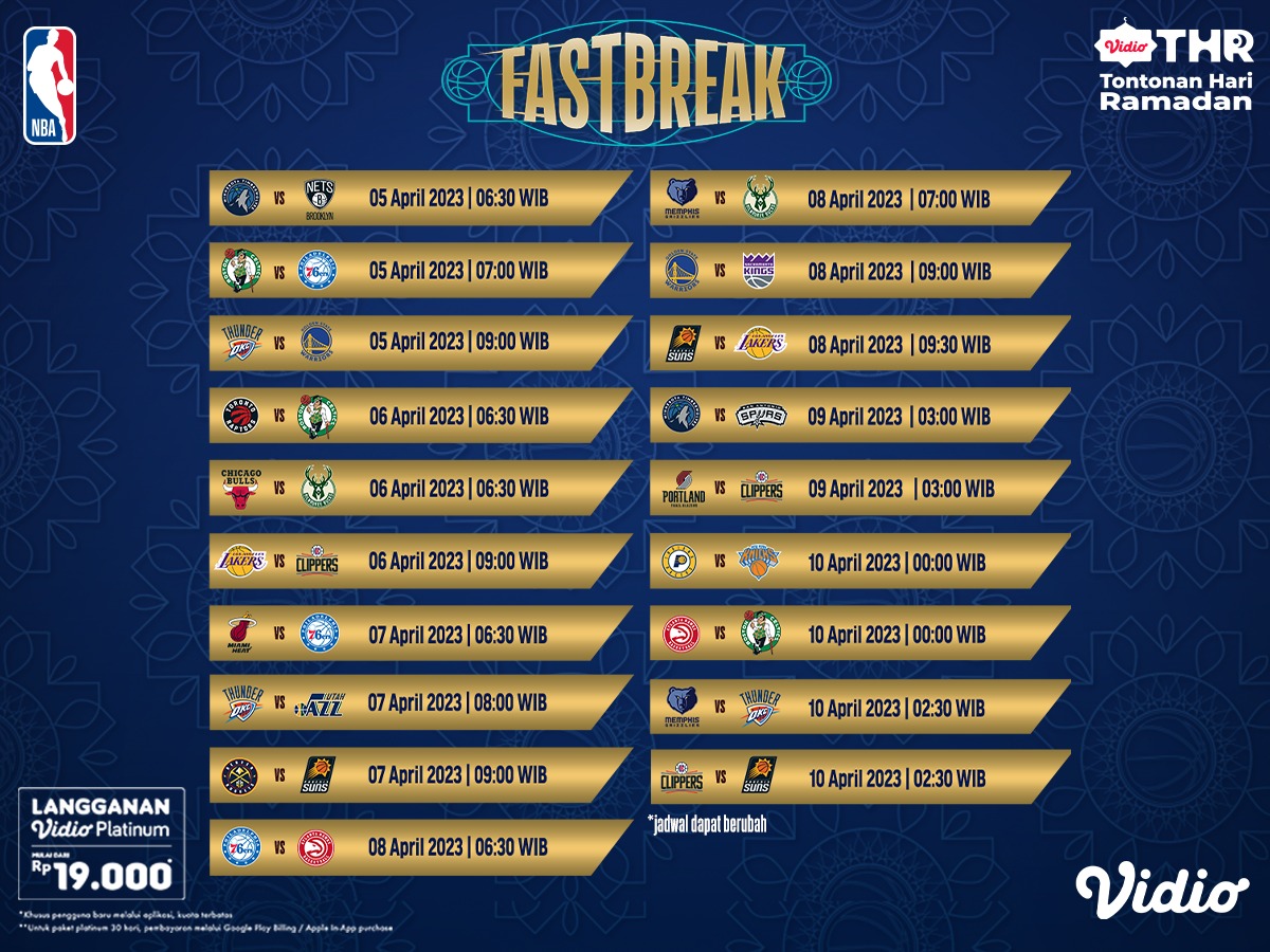 Jadwal dan Link Live Streaming NBA Week 24 Terlengkap - Vidio Blog