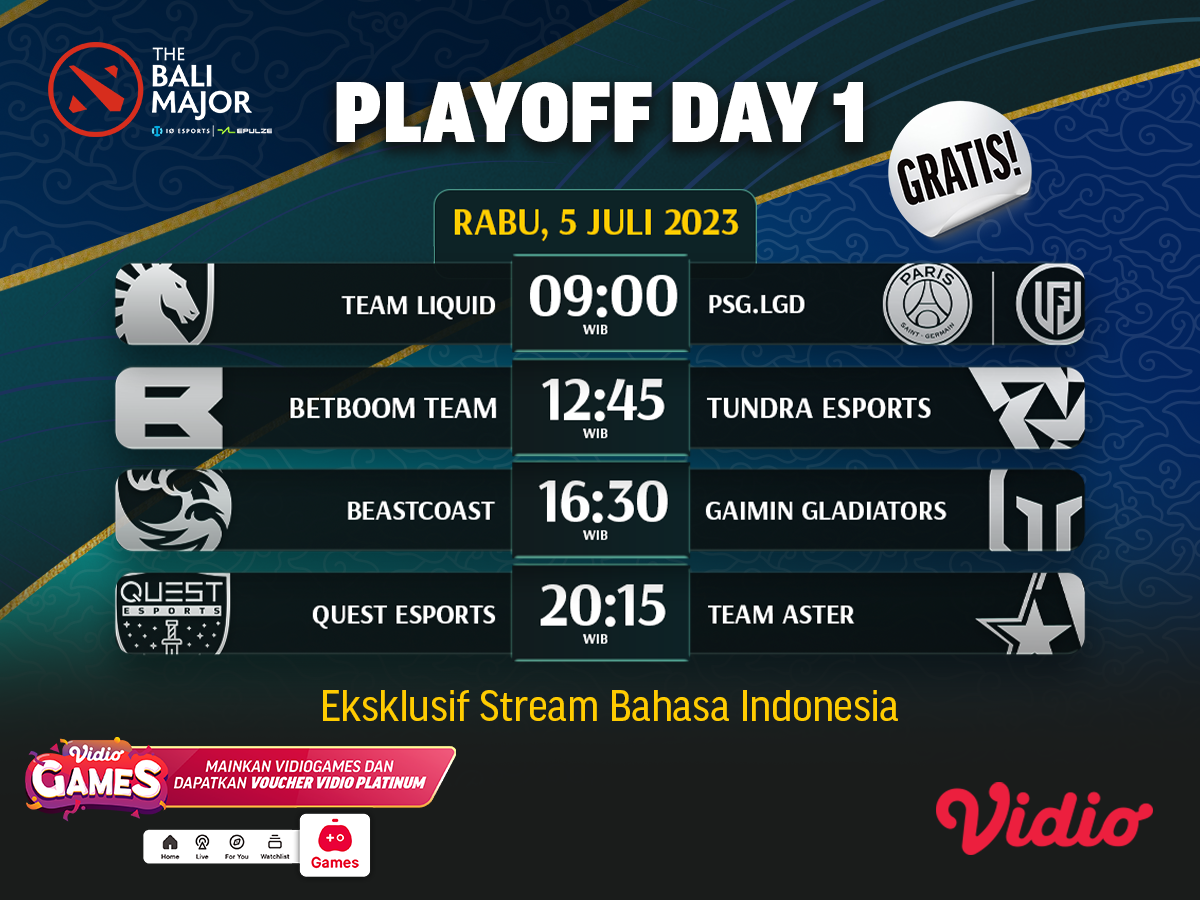 Siaran Langsung The Bali Major Dota 2 Hari Ini Gratis | Vidio