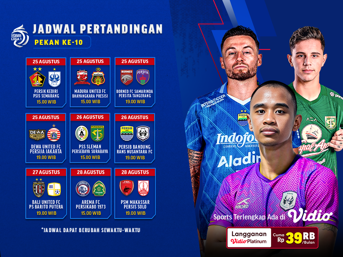 Live Streaming BRI Liga 1 Pekan 10: Jadwal dan Link Live Streaming - Vidio Blog