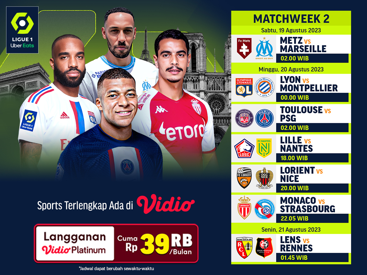 Jadwal Lengkap Ligue 1 Matchweek 2 di Vidio - Vidio Blog