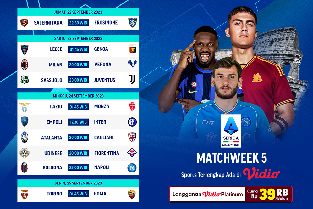 Live Streaming dan Jadwal Serie A: Matchweek 5 - Vidio Blog