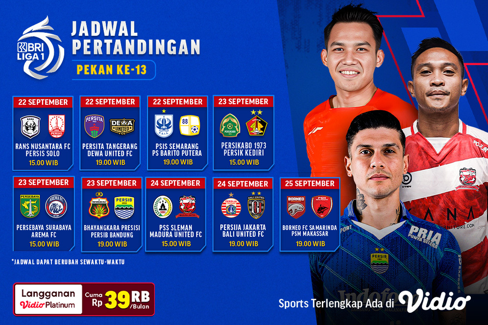 Live Streaming dan Jadwal BRI Liga 1 Pekan 13 - Vidio Blog