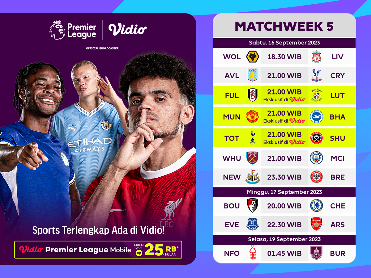 Premier League Matchweek 5: Jadwal dan Link Streaming Di Vidio! - Vidio Blog