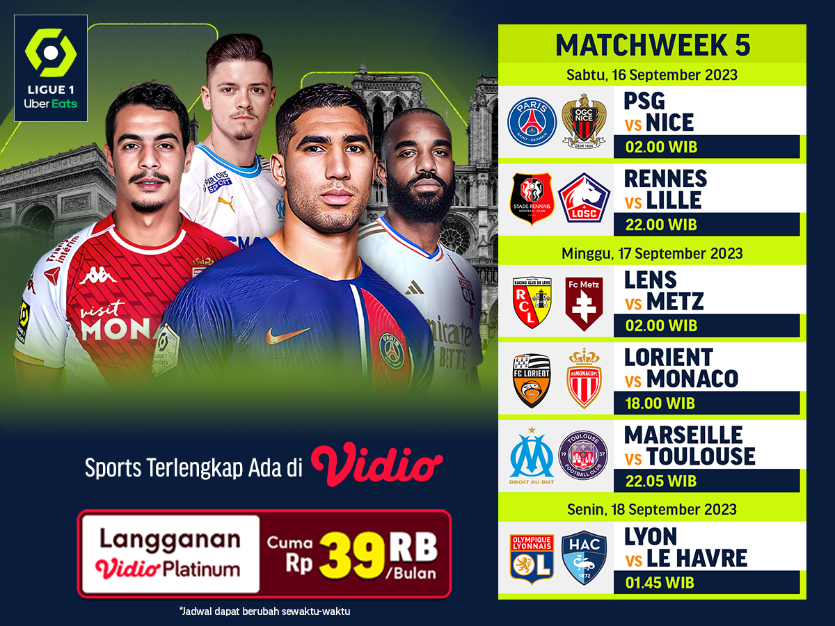 Live Streaming dan Jadwal Ligue 1: Gameweek 5 - Vidio Blog