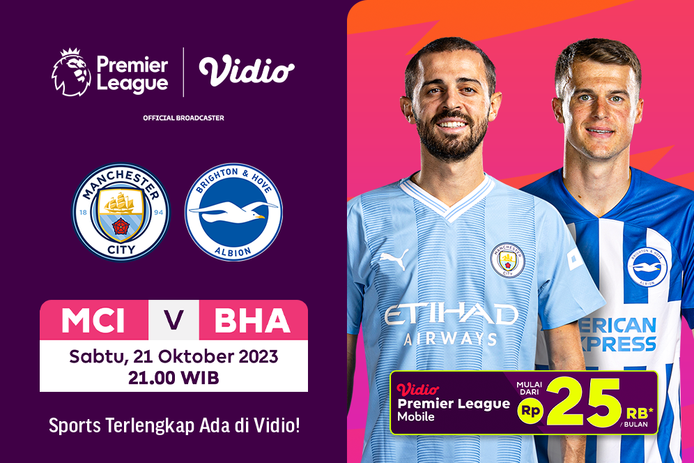 Jadwal dan Link Streaming Manchester City vs Brighton Liga Inggris 23/24 - Vidio Blog
