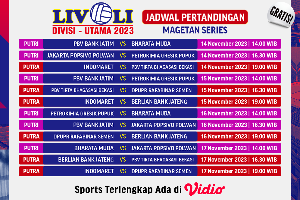 Jadwal Link Streaming Livoli Divisi Utama 2023, Saksikan Gratis di Vidio! - Vidio Blog