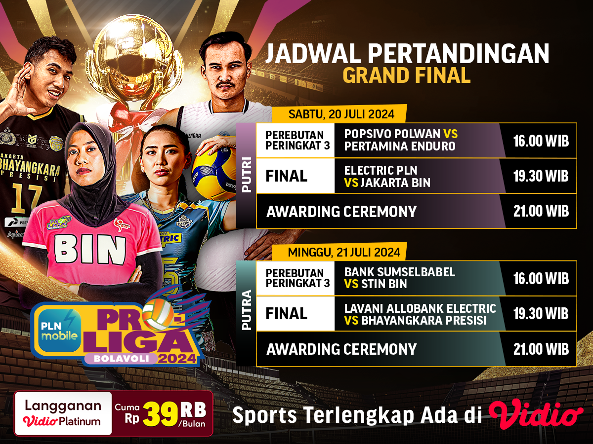 Jadwal Link Streaming Grand Final PLN Mobile Proliga 2024 - Vidio Blog