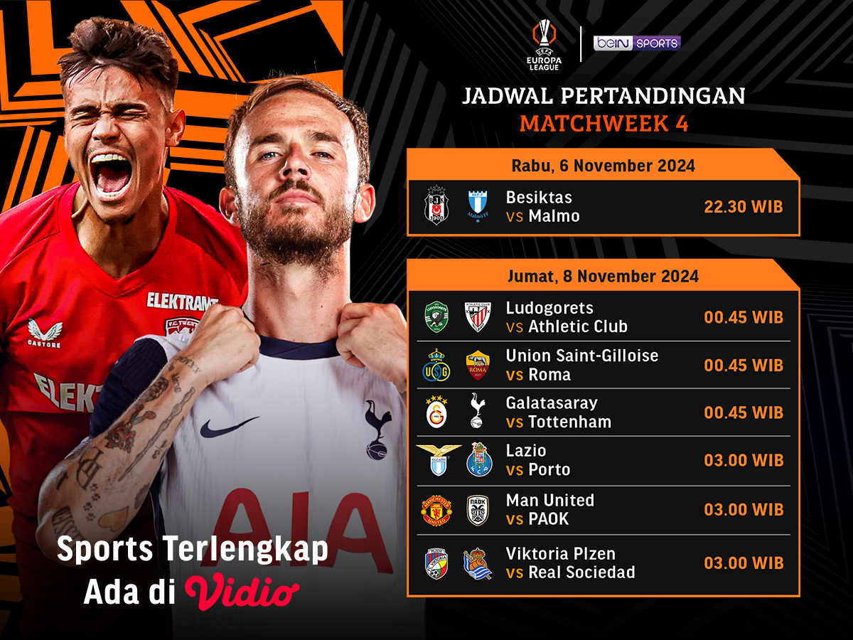 Jadwal dan Siaran Langsung Liga Europa Matchweek 4 - Vidio Blog