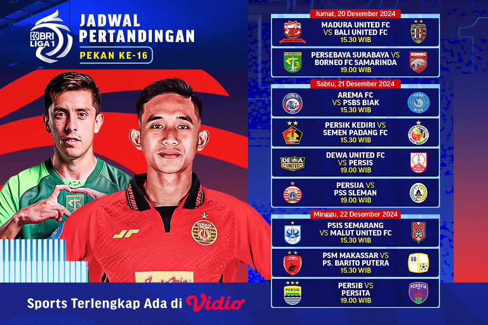 Jadwal dan Siaran Langsung BRI Liga 1 Pekan 16, Duel Panas Pekan Ini - Vidio Blog