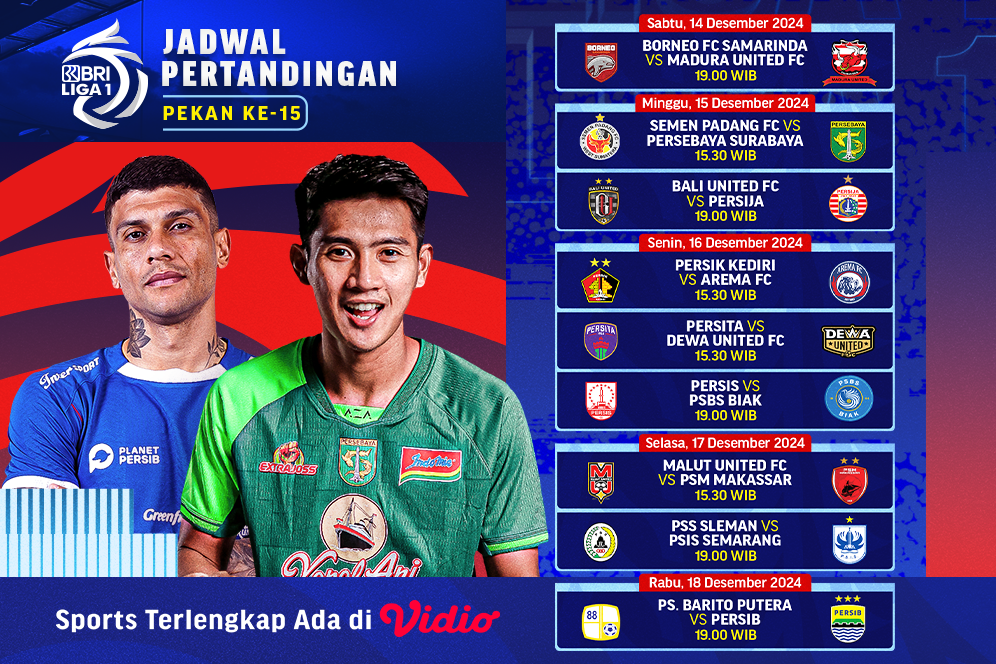 Jadwal dan Siaran Langsung BRI Liga 1 Pekan 15, Pertandingan Sengit Pekan Ini - Vidio Blog