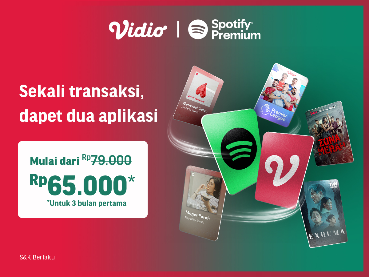 Nikmati Paket Bundle Vidio x Spotify Premium, Satu Kali Transaksi, Bisa ...