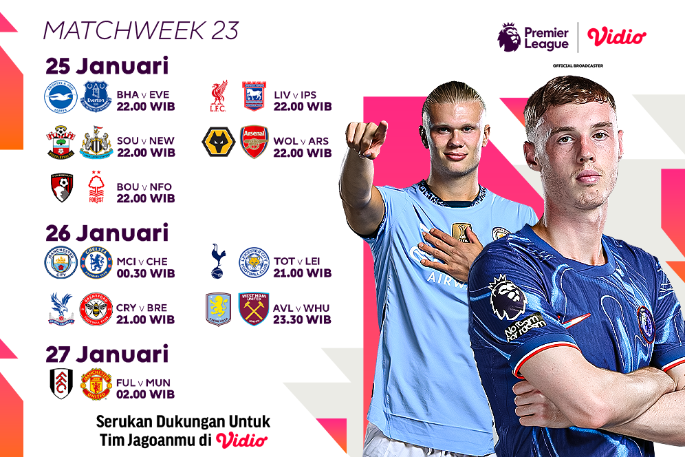 Jadwal Siaran Langsung Liga Inggris Matchweek 23, Persaingan Ketat Pekan Ini - Vidio Blog