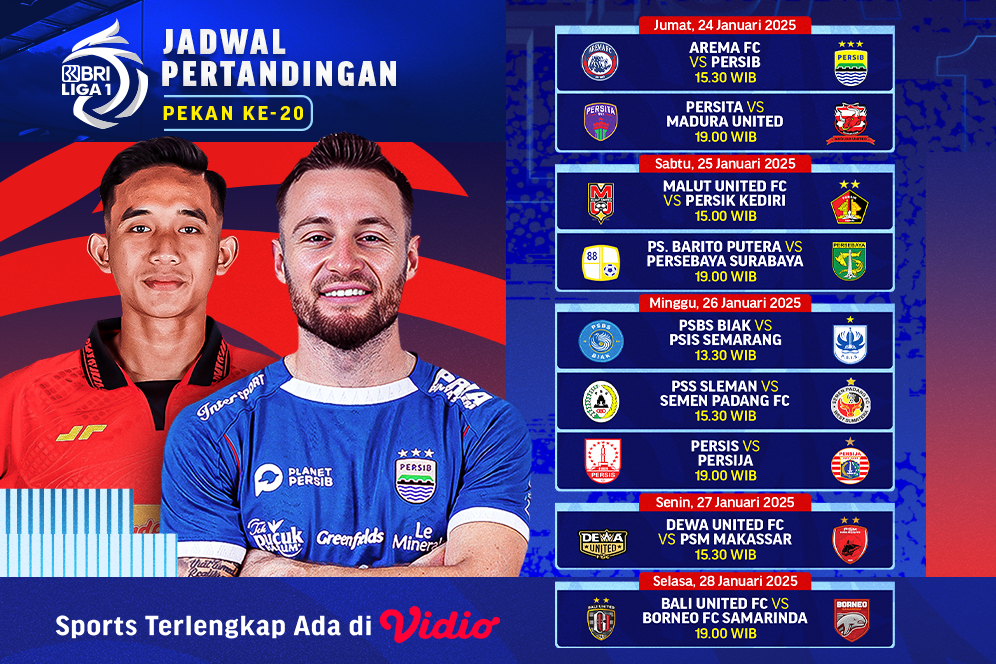 Jadwal Siaran Langsung BRI Liga 1 Pekan 20, Jangan Lewatkan Big Match Pekan Ini - Vidio Blog