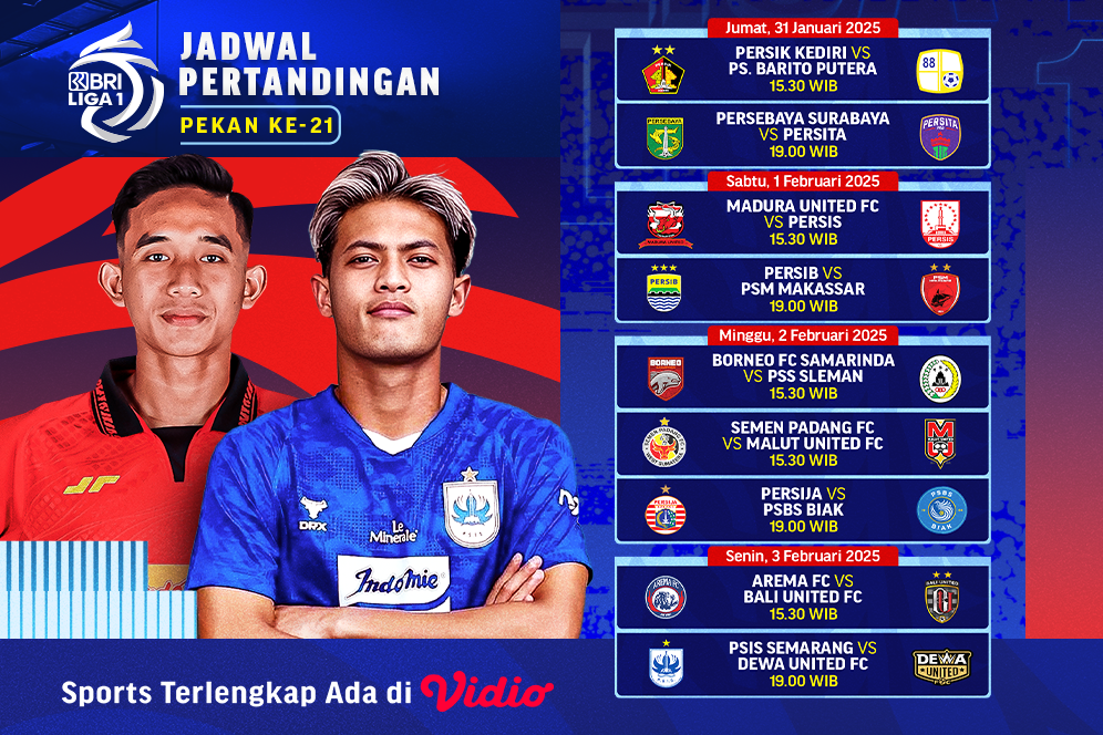 Jadwal Siaran Langsung BRI Liga 1 Pekan 21, Big Match Pekan Ini - Vidio Blog