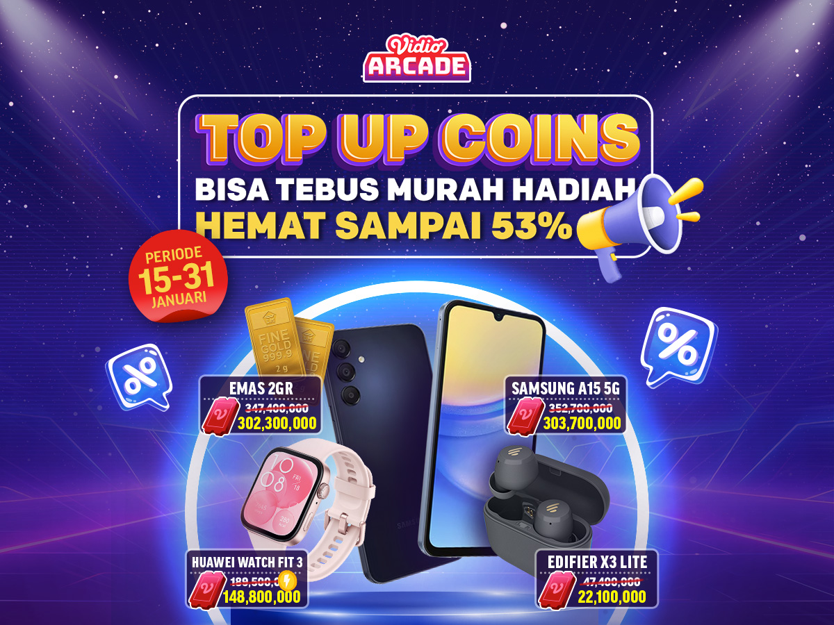 Vidio Arcade: Top Up Coins, Bisa Tebus Murah Hadiah! - Vidio Blog