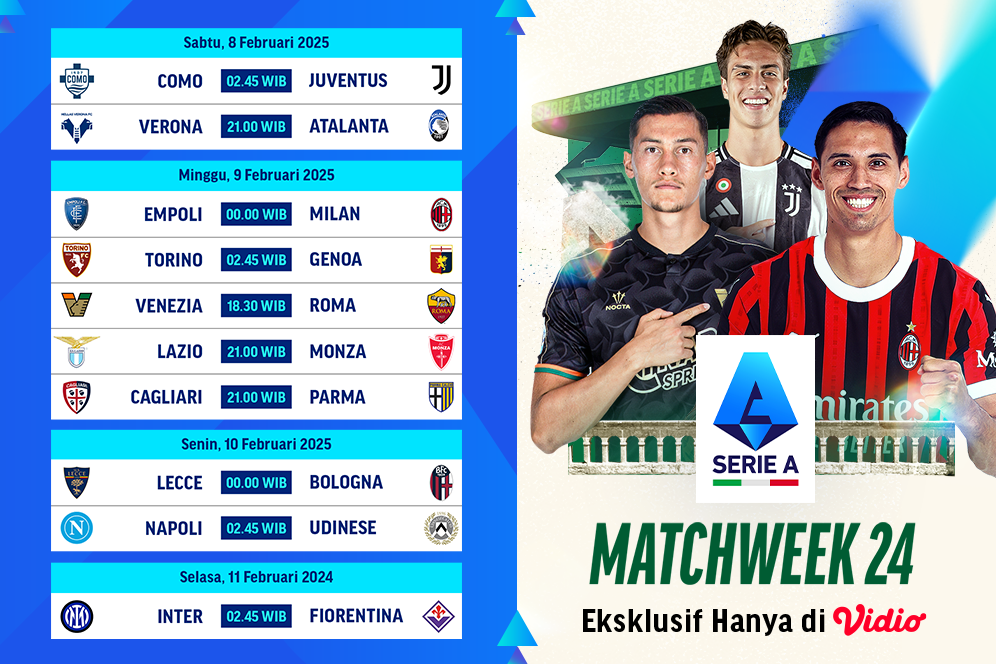 Jadwal Siaran Langsung Liga Italia Matchweek 24, Duel Seru Pekan Ini - Vidio Blog