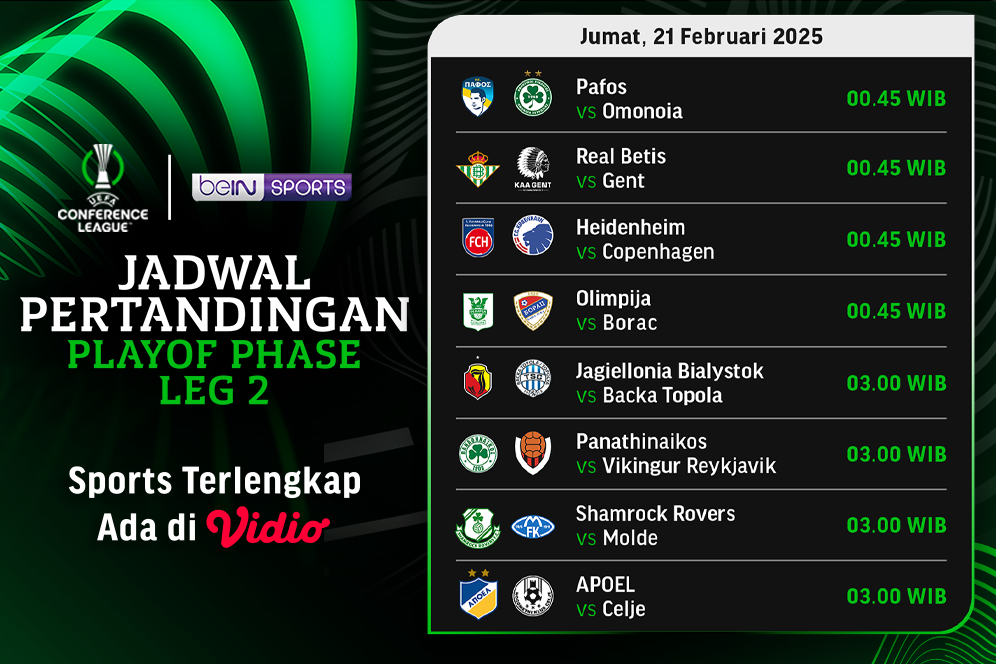 Jadwal Live Streaming Playoff Europa Conference League Leg Kedua - Vidio Blog