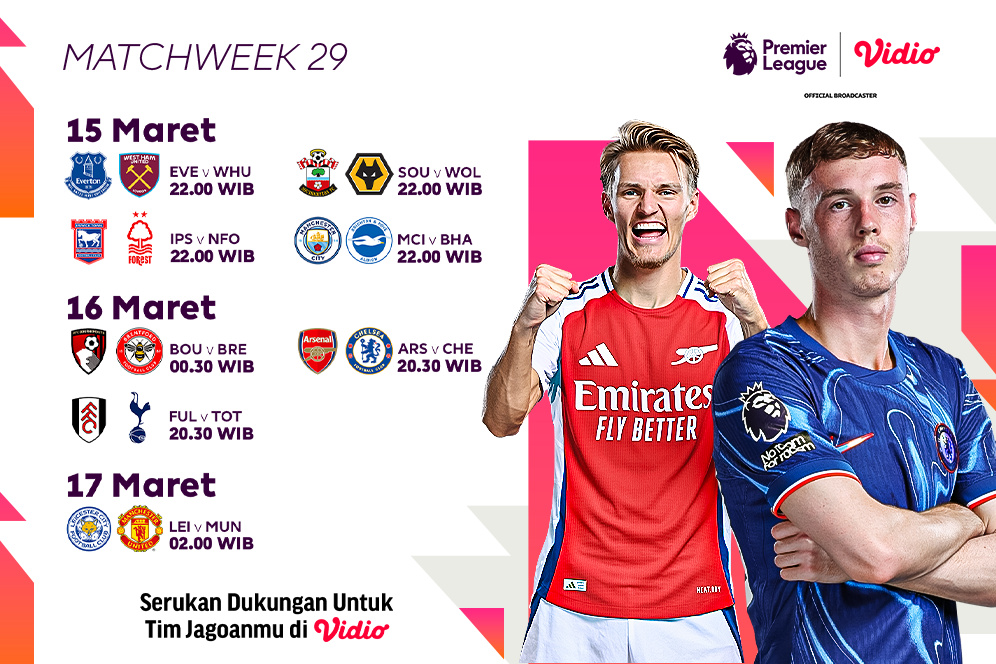 Jadwal Siaran Langsung Liga Inggris Matchweek 29, Big Match Pekan Ini - Vidio Blog