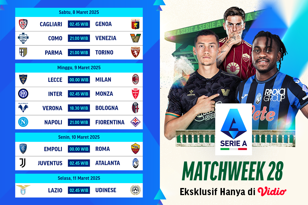 Jadwal Siaran Langsung Liga Italia Matchweek 28, Duel Tim Papan Atas Pekan Ini - Vidio Blog