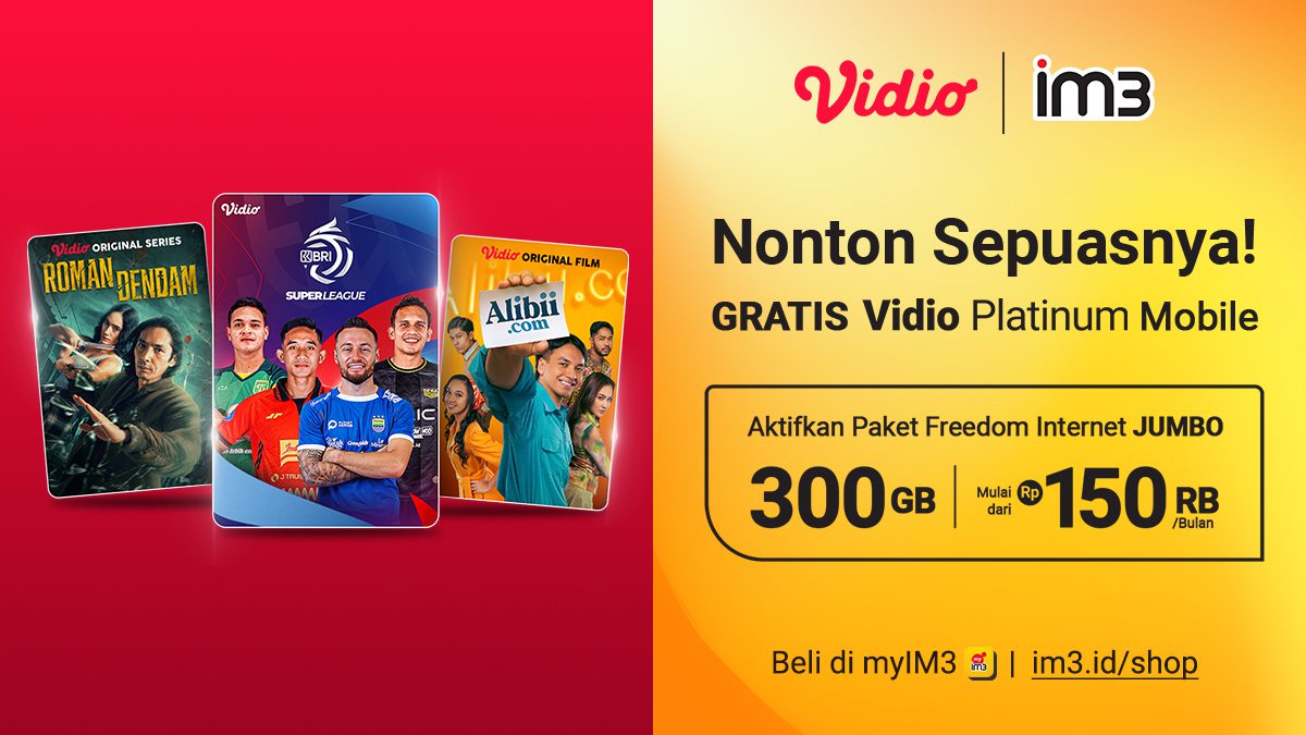 Langganan Paket Freedom Internet JUMBO 300GB: Gratis Vidio Platinum Mobile!