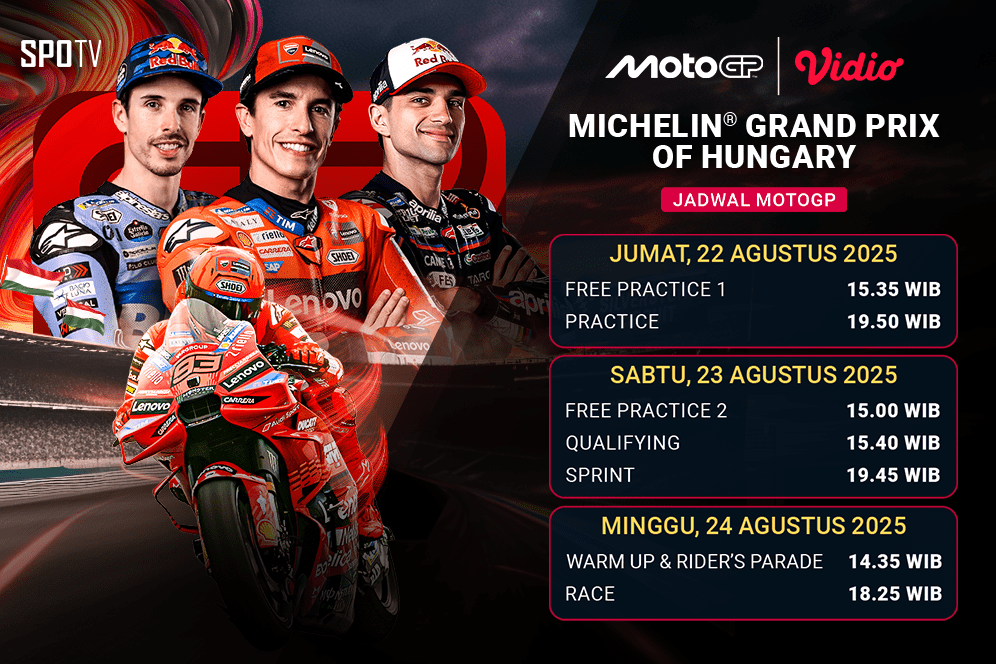 Jadwal Lengkap MotoGP 2025 Hungaria Grand Prix 13 – Eksklusif Hanya di Vidio