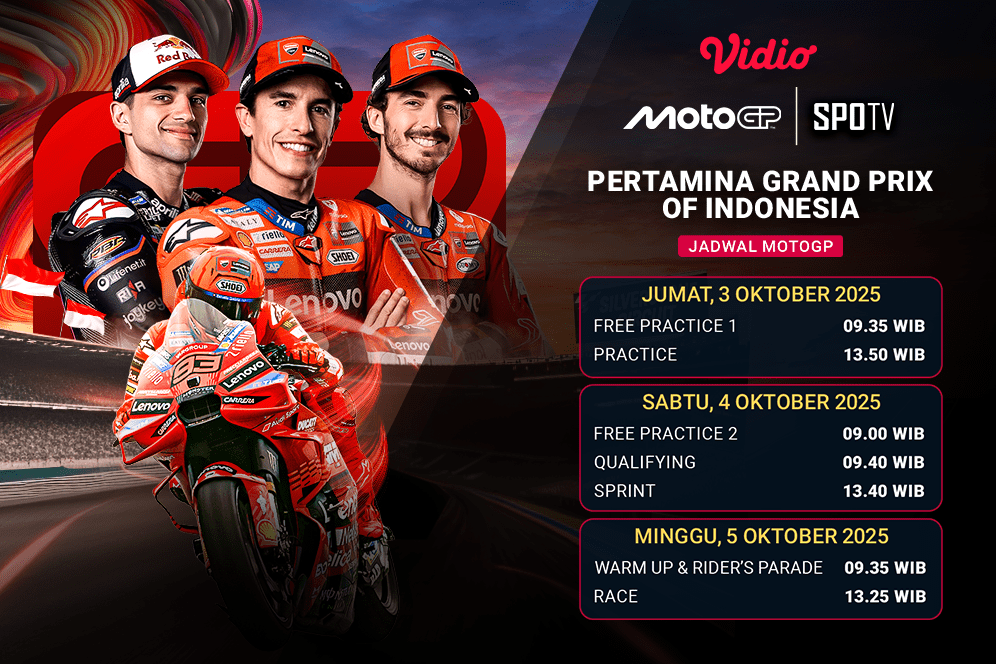 Live Streaming MotoGP 2025 Pertamina Grand Prix of Indonesia, Eksklusif di Vidio
