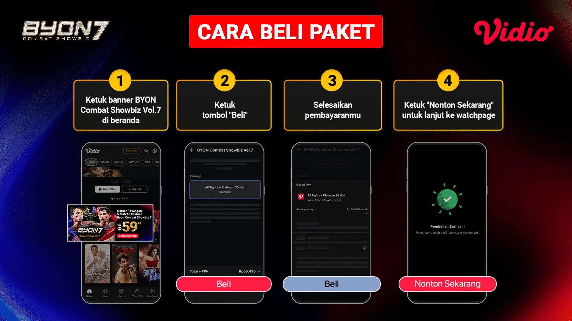 Cara Nonton Pay Per View BYON Combat Showbiz 7 - Vidio Blog