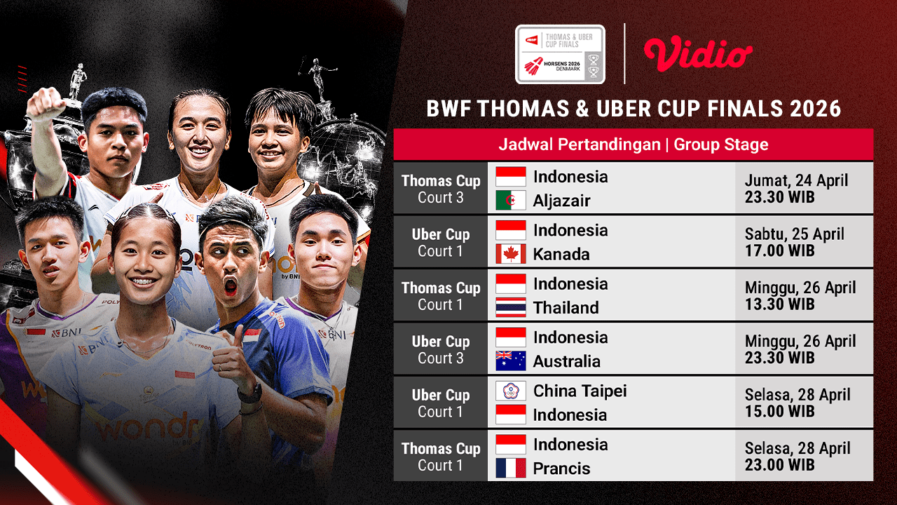 Tempat Menonton dan Jadwal Thomas & Uber Cup 2026 Fase Grup, Mulai ...