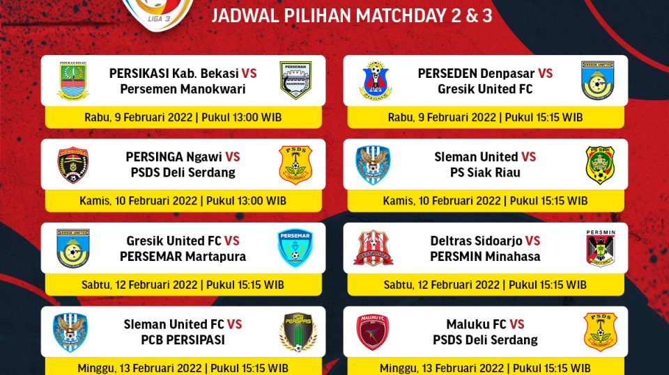Jadwal Liga 3 Nasional 2021/22 Babak 64 Besar Pekan Ini Live Streaming di Vidio - Vidio Blog