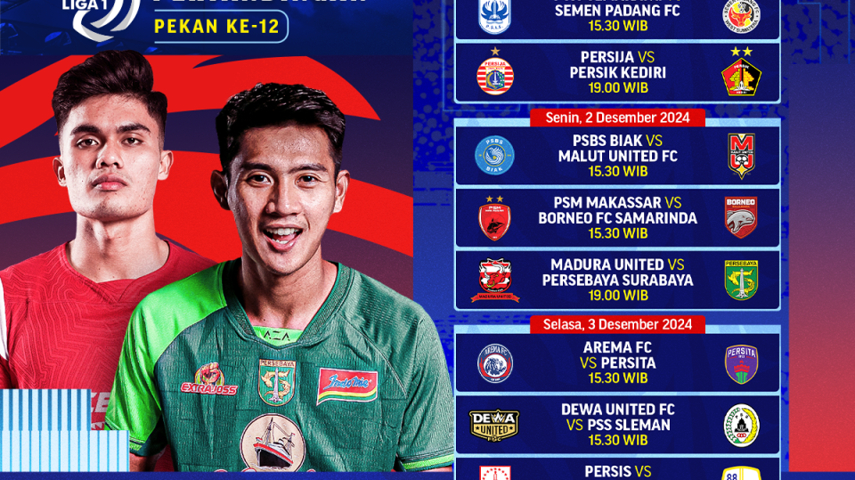 Jadwal dan Siaran Langsung BRI Liga 1 Pekan 12 - Vidio Blog