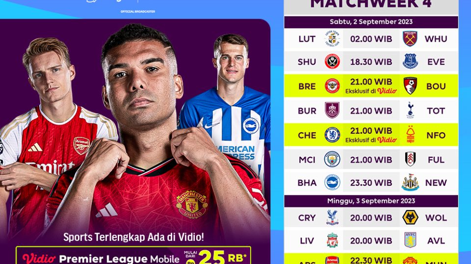 Streaming Liga Inggris 2023/24: Matchweek 4 - Vidio Blog