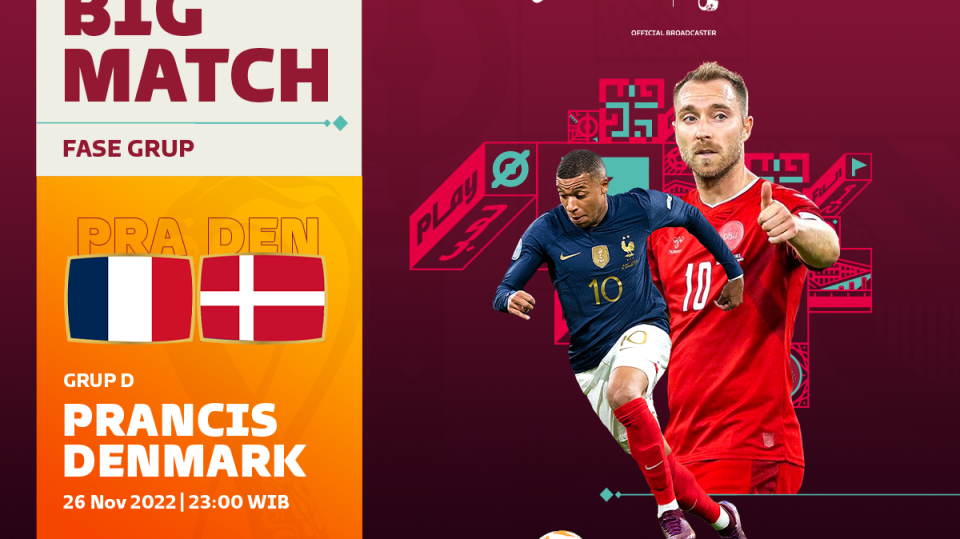 Jadwal Piala Dunia 2022: Prancis vs Denmark di Vidio