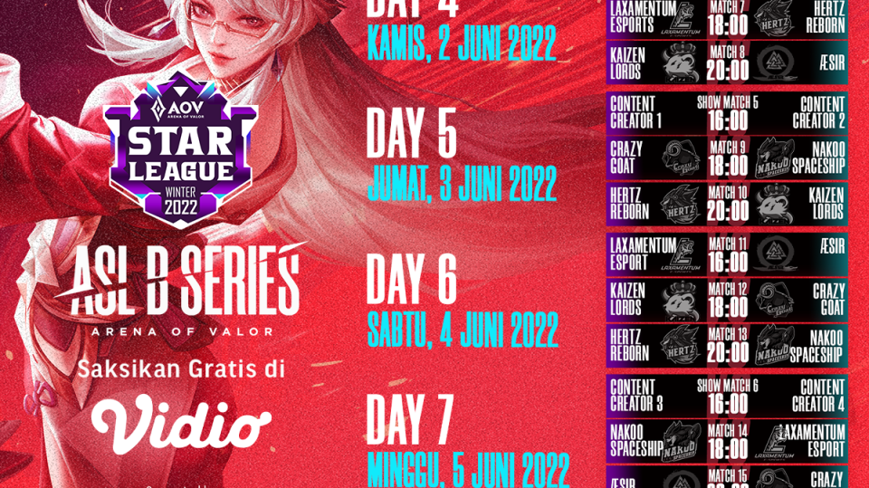 Nonton AOV Star League (ASL) B Series 2022 Winter Pekan Ini